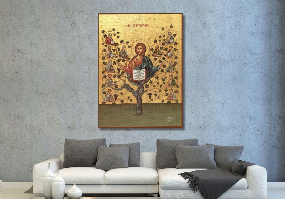 Jesus the True Vine Icon Canvas Ampelos Icon,jesus Christ Ampelos Icon ...