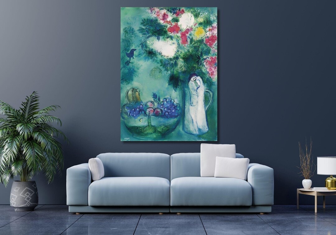 Marc Chagall Couple Flower Fruit, Marc Chagall Canvas Wall Art Print ...