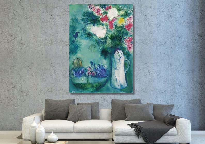 Marc Chagall Couple Flower Fruit, Marc Chagall Canvas Wall Art Print ...