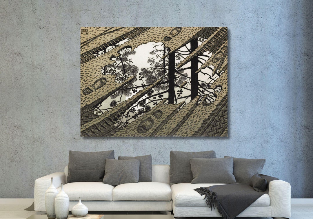 M.C. Escher Puddle Poster Print,maurits Cornelis Escher Canvas Wall Art ...