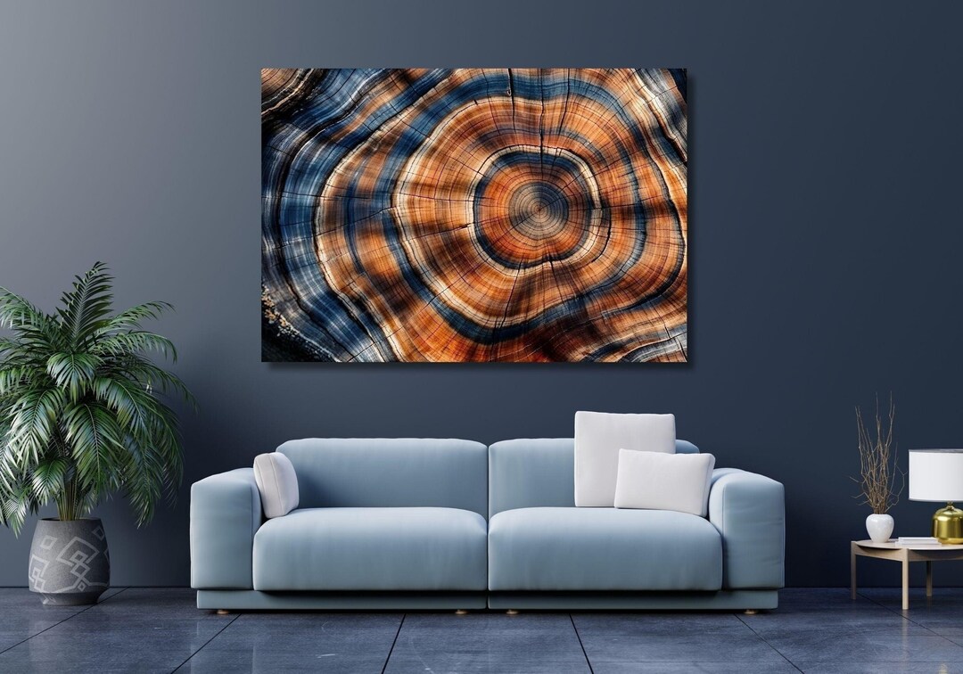 Colorful Tree Rings Canvas Print,elegant Natural Wall Art Abstract ...