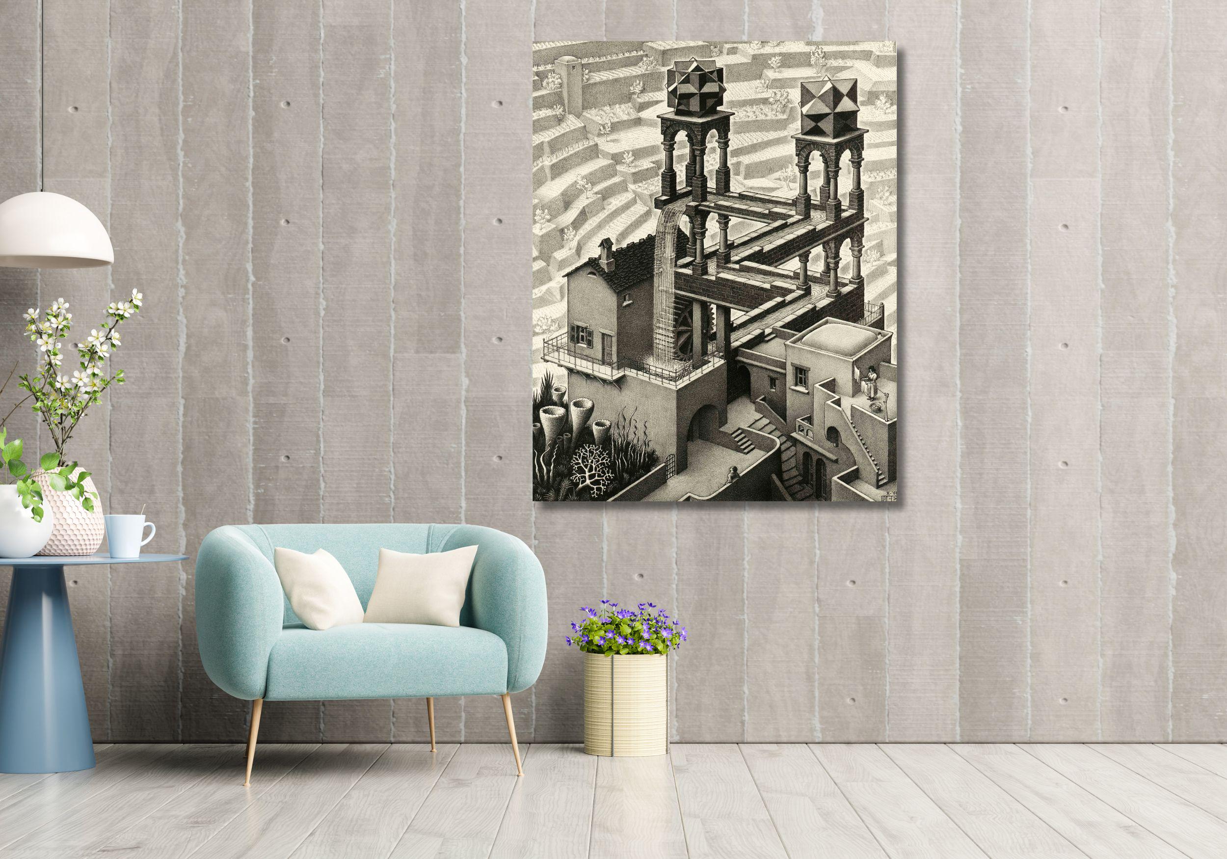 M.C. Escher Waterfall 1961 Poster/print, Maurits Cornelis Escher Framed Canvas Wall Art, Vintage ...