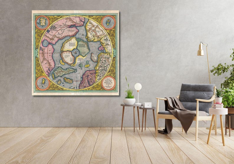 The North Pole First Map of the Arctic by Mercator 1606 Poster Print ...