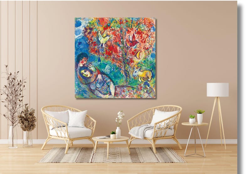Marc Chagall Couple Under Tree Poster/canvas Wall Art,modern Canvas ...