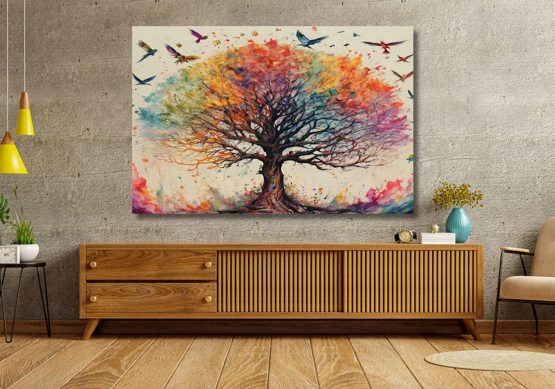 Tree Watercolor, Colorful Tree Poster, Tree of Life, Abstract Wall Art ...