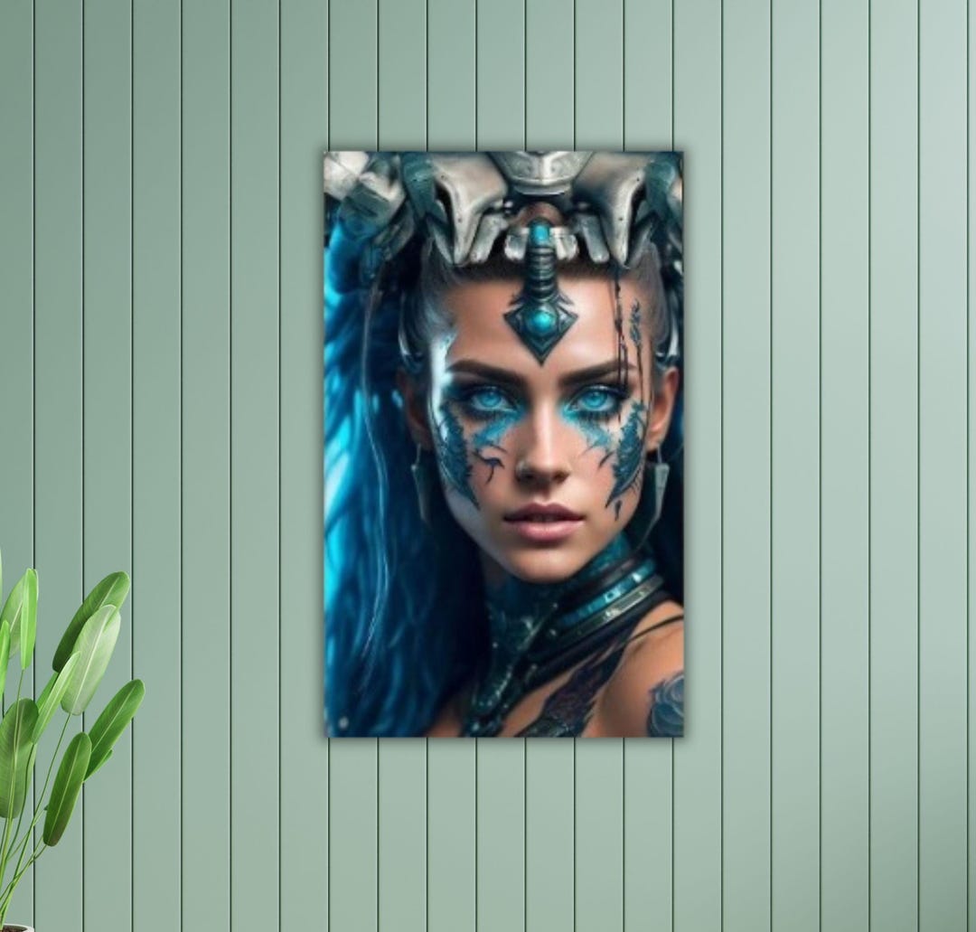 African Blue Woman Canvas Wall Art Blue Details Afro American Model ...