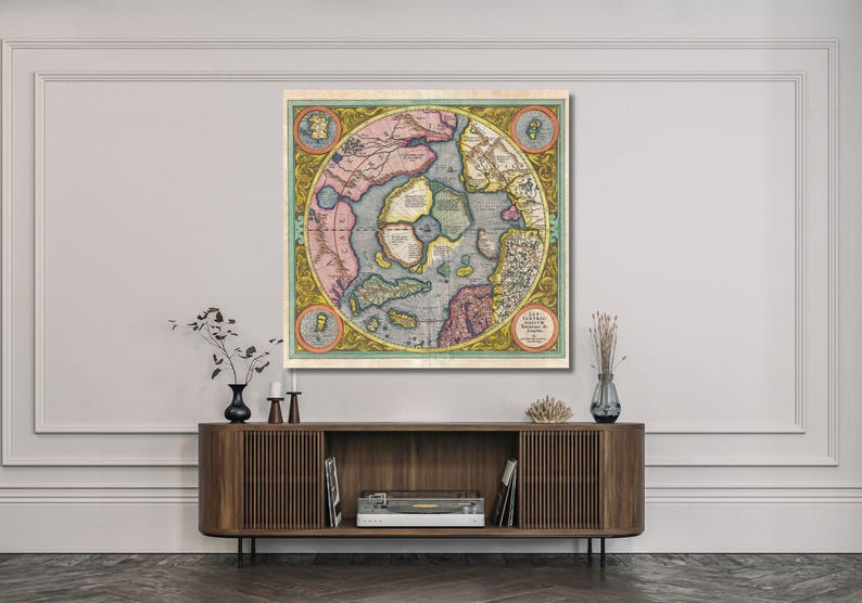 The North Pole First Map of the Arctic by Mercator 1606 Poster Print ...