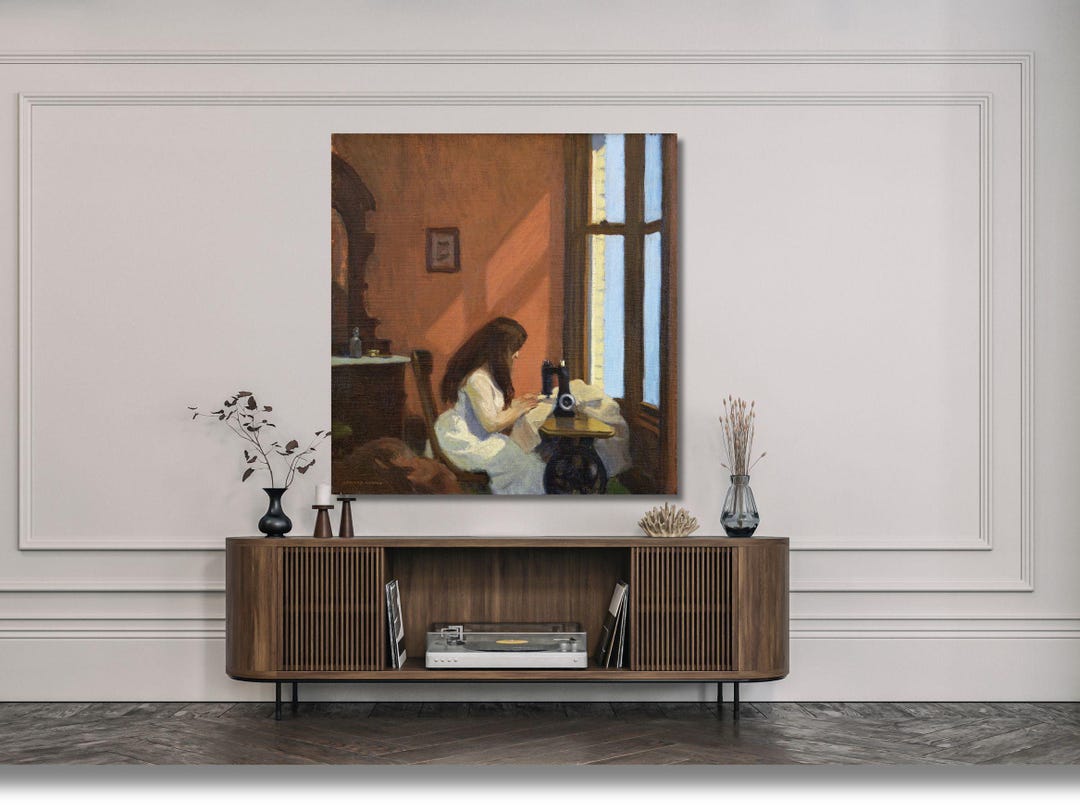 Girl at Sewing Machine Wall Art Print,edward Hopper Artworks,canvas ...