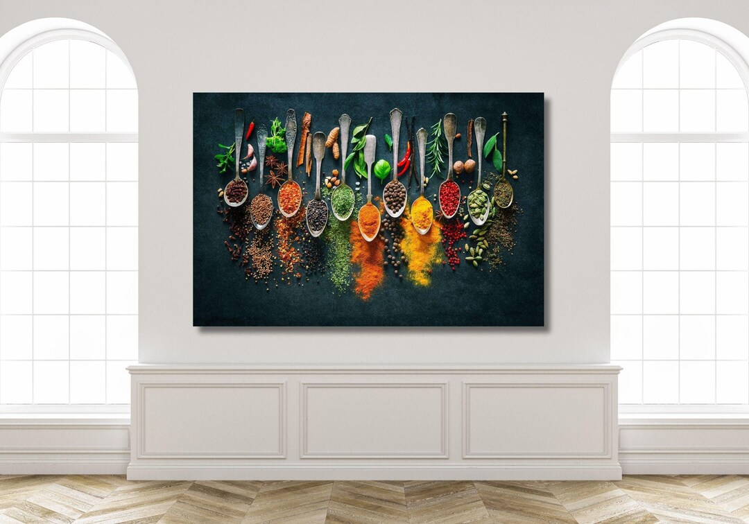 Spices Wall Art, Indian Spices Canvas, Dining Room Decor, Canvas Wall ...