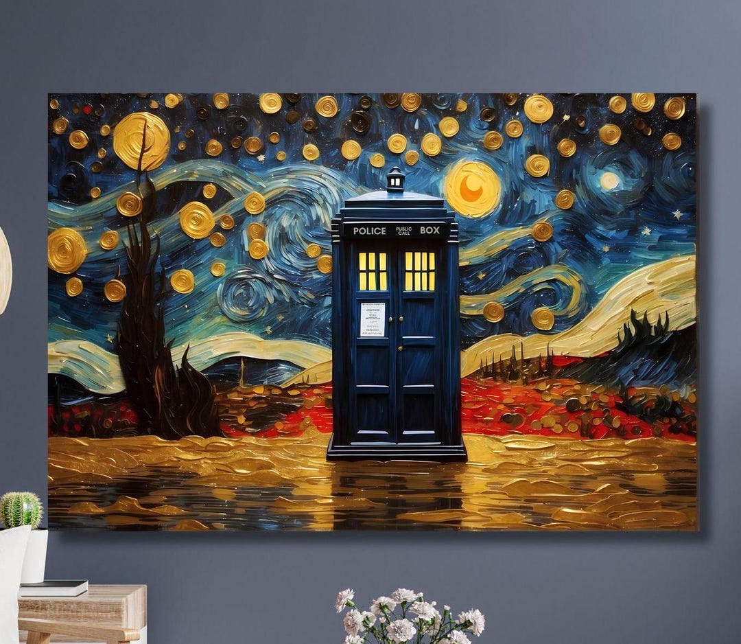 Vincent Van Gogh Starry Night Tardis Design Poster Print Art Canvas ...