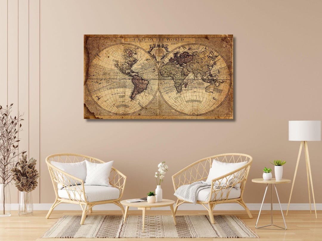 Vintage World Map Canvas Art, Old World Map,old World Map Art Canvas ...