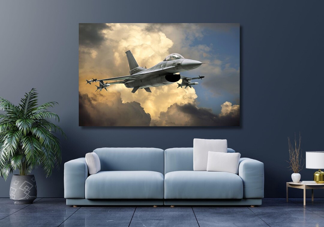 F-16 Plane Jet Fighter Poster,military Fighter Jet Canvas Wall Art ...