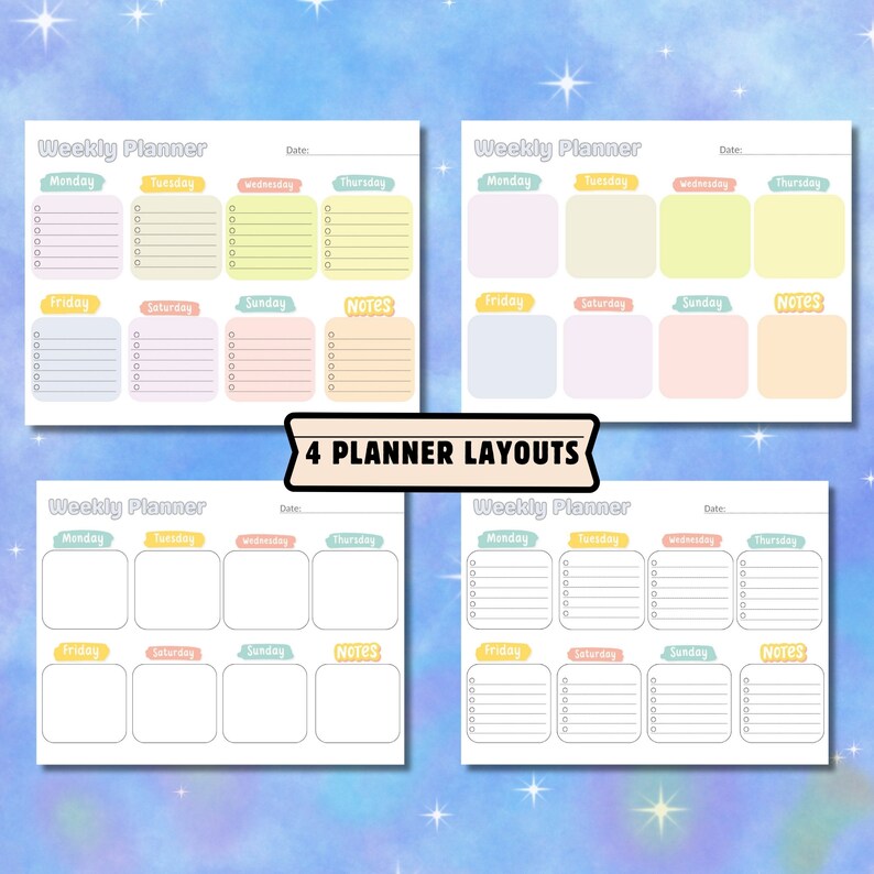 Weekly Planner Printable 4 in 1 Daily Planner, Weekly Checklist PDF ...