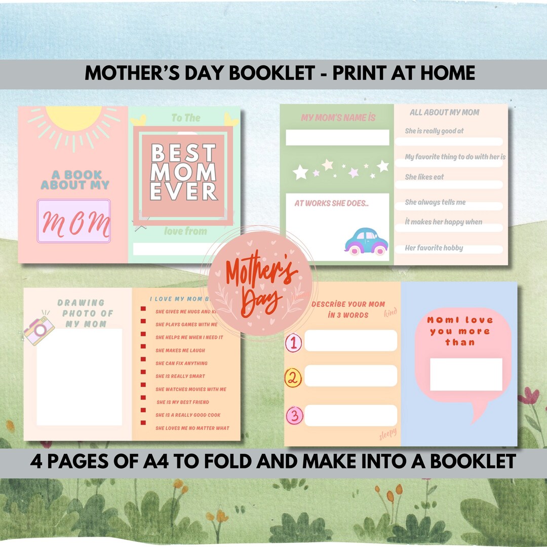 Mother's Day Booklet Printable All About Mom Print at Home Best Mom ...
