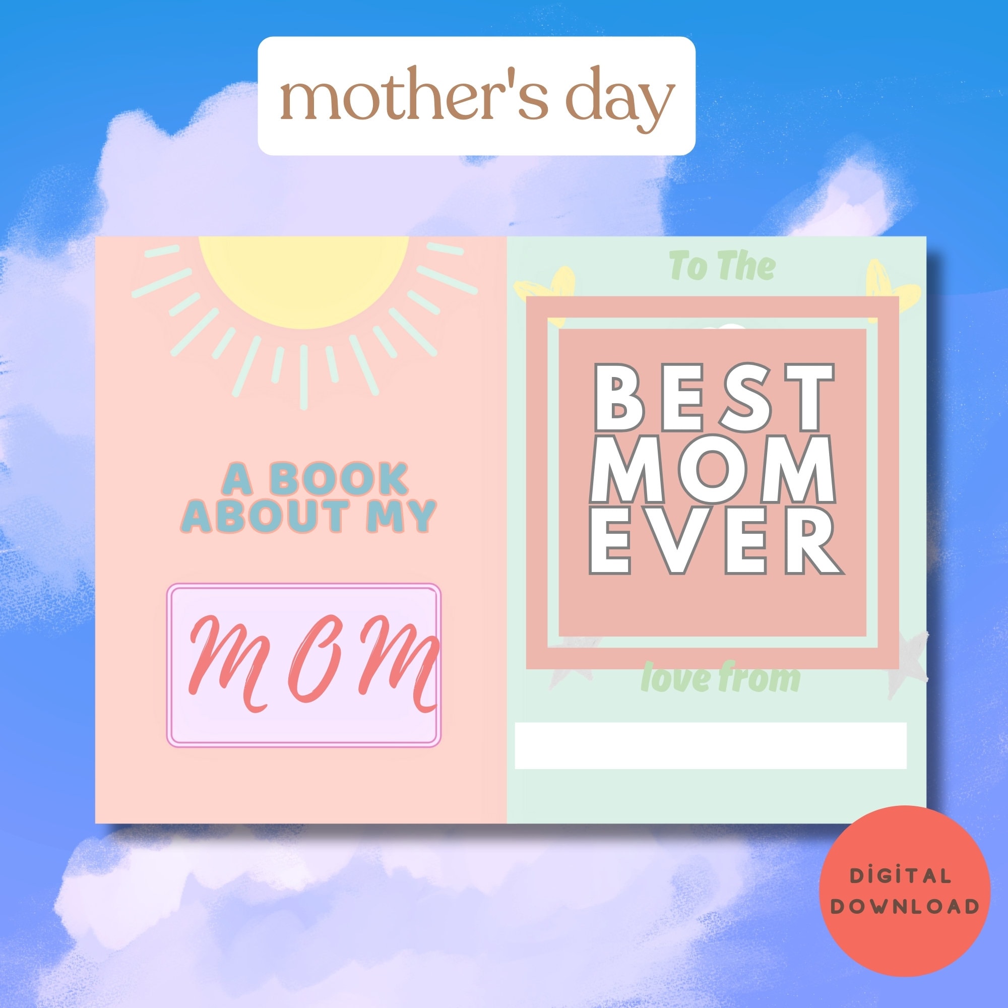 Mother's Day Booklet Printable All About Mom Print at Home Best Mom ...