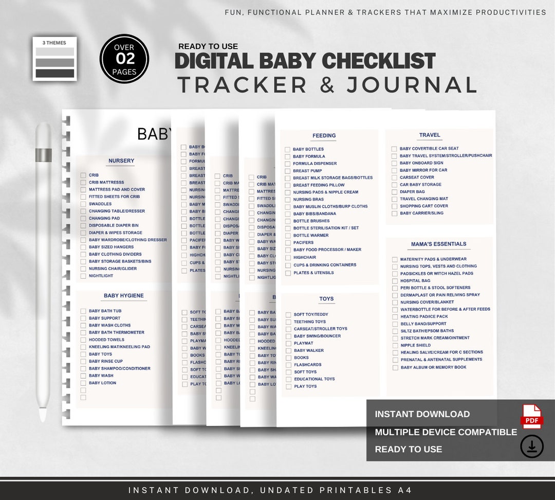 Baby Essentials Printable Checklist, Nursery Room Organizer, Newborn ...