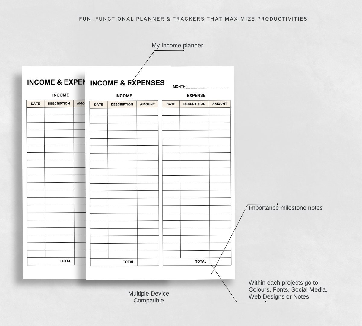 Income Expense Tracker Book Budget Planner Organizer Financial Journal ...