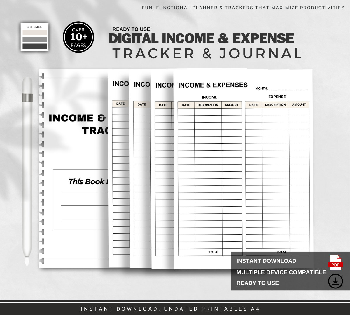 Income Expense Tracker Book Budget Planner Organizer Financial Journal ...