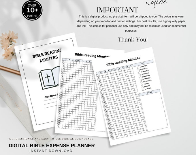 Bible Reading Minutes Journal, Prayer Journal, Devotional Tracker ...