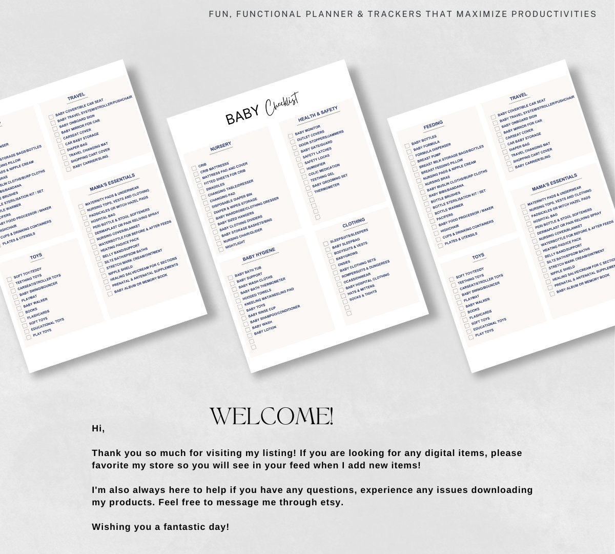Baby Essentials Printable Checklist, Nursery Room Organizer, Newborn ...