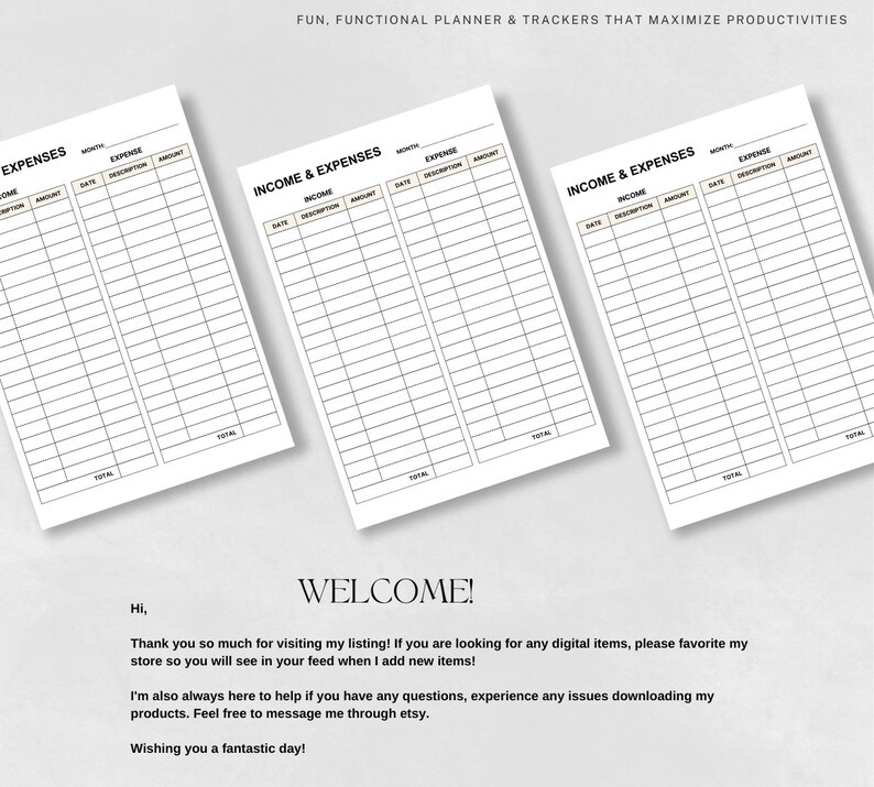 Income Expense Tracker Book Budget Planner Organizer Financial Journal ...