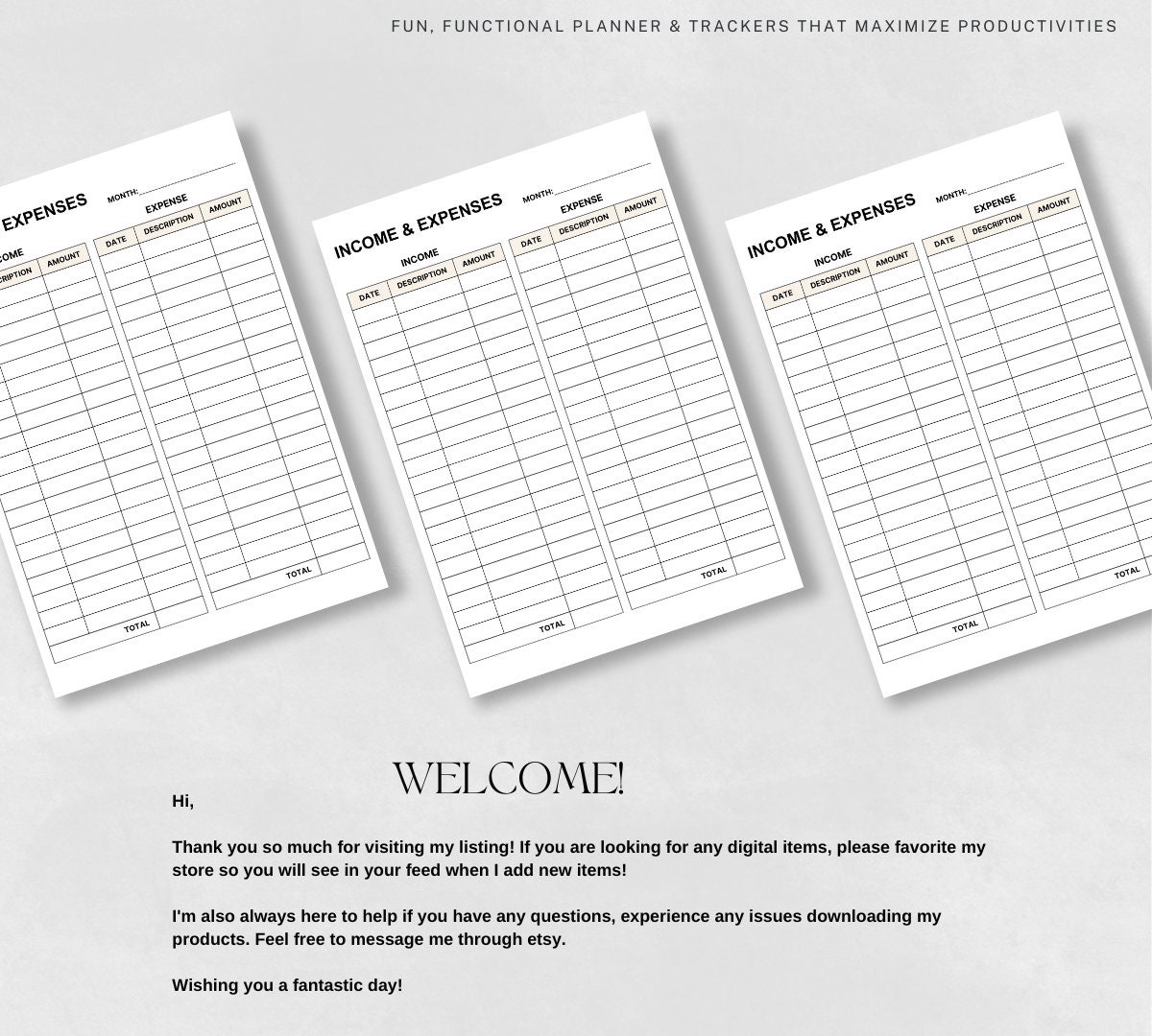 Income Expense Tracker Book Budget Planner Organizer Financial Journal ...