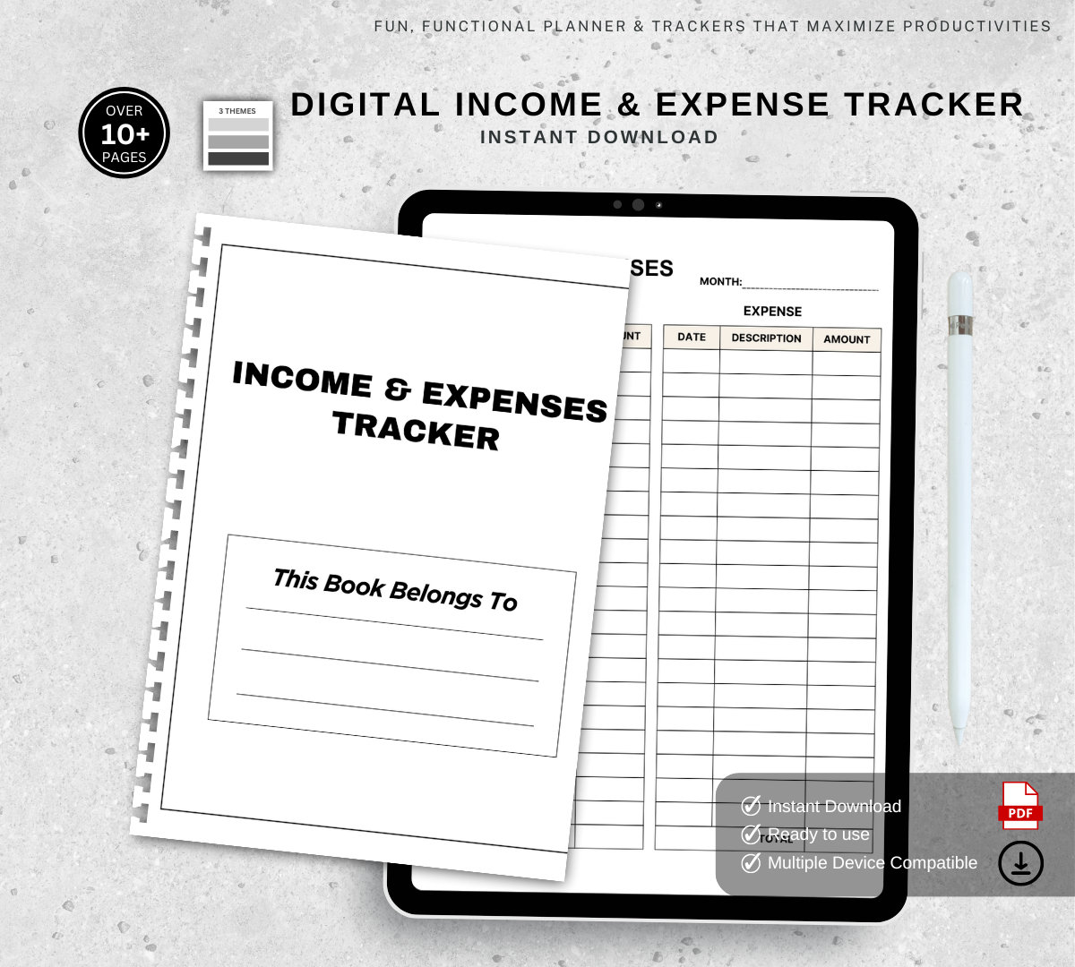 Income Expense Tracker Book Budget Planner Organizer Financial Journal ...