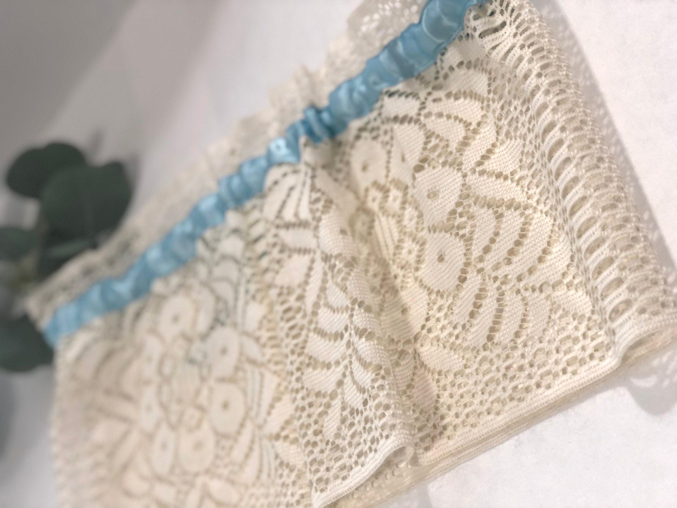 Country Cottage Style Lamp Shade Skirt Décor With Light Blue Ribbon ...