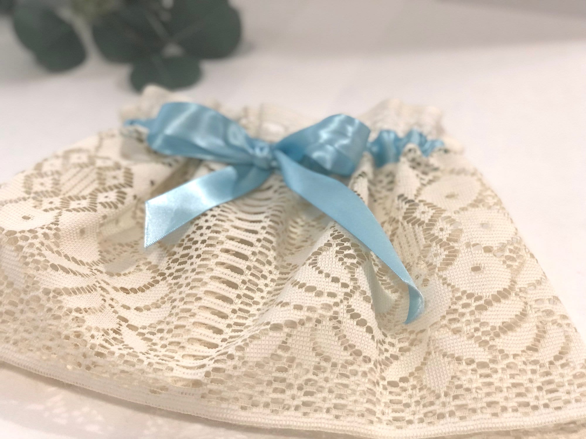 Country Cottage Style Lamp Shade Skirt Décor With Light Blue Ribbon ...