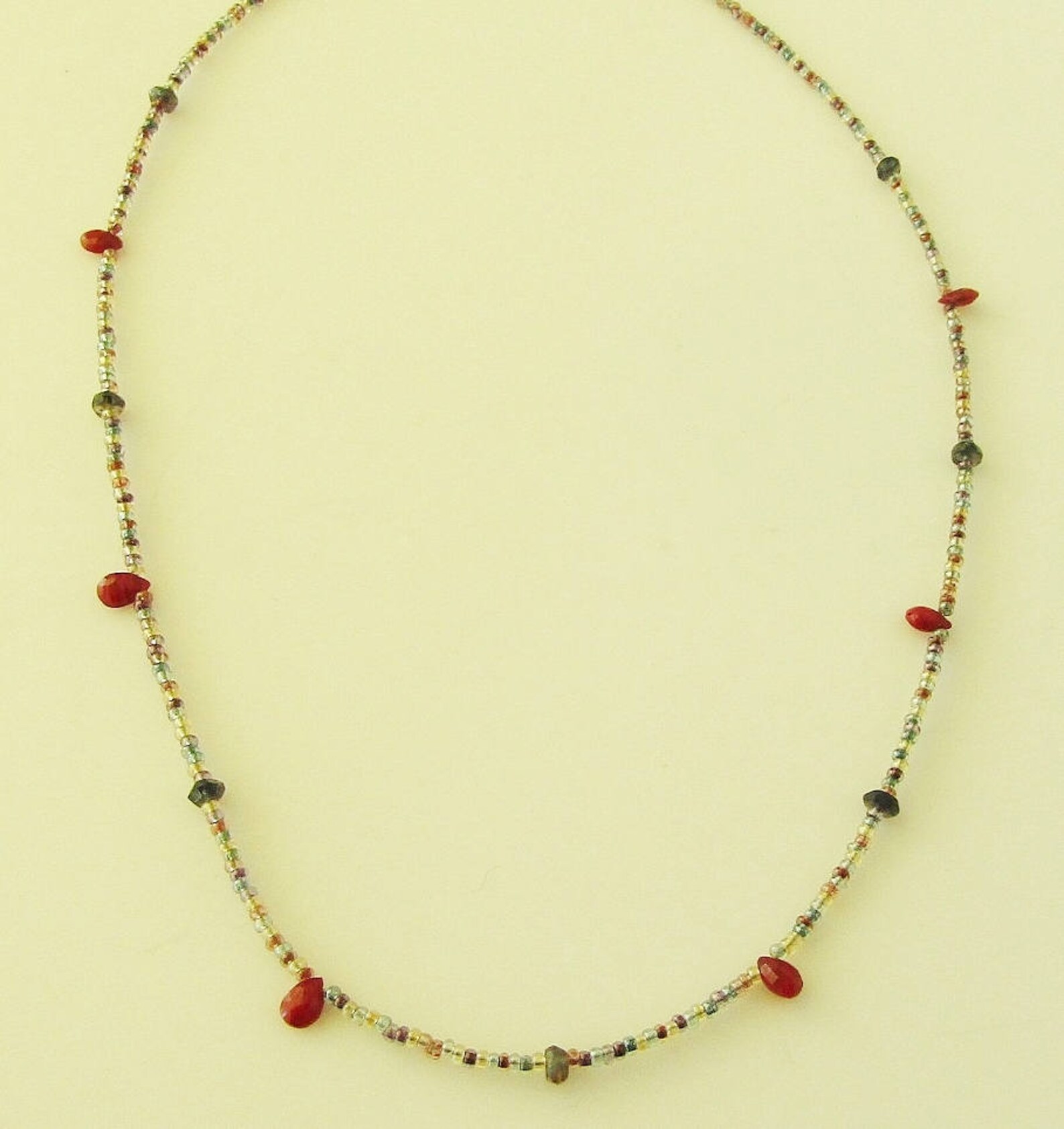 Red Ruby and Iolite Multi-color Seed Bead Minimalist Necklace - Etsy