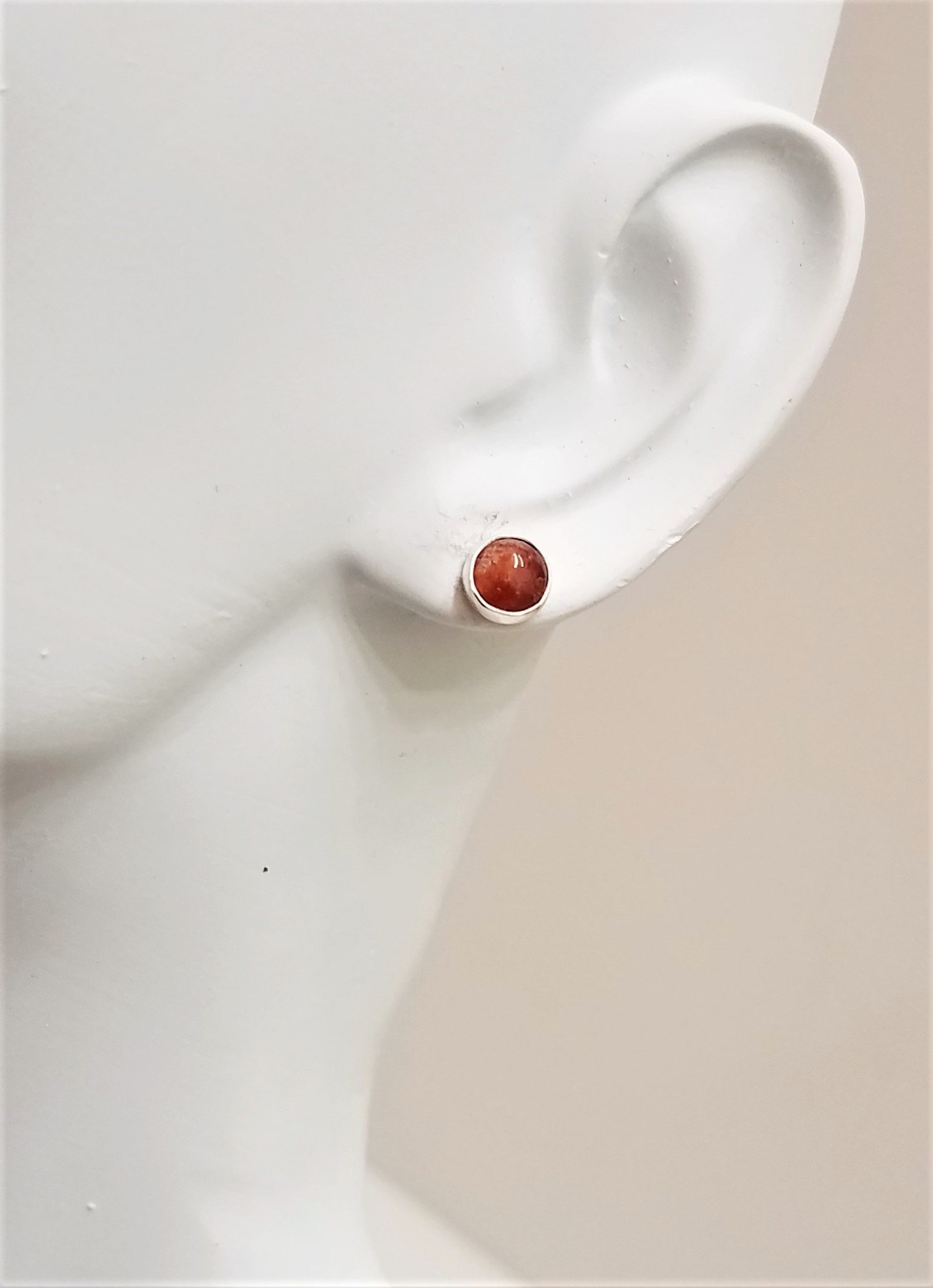 Sunstone Cabachon Sterling Silver Bezel Set Stud and Post - Etsy