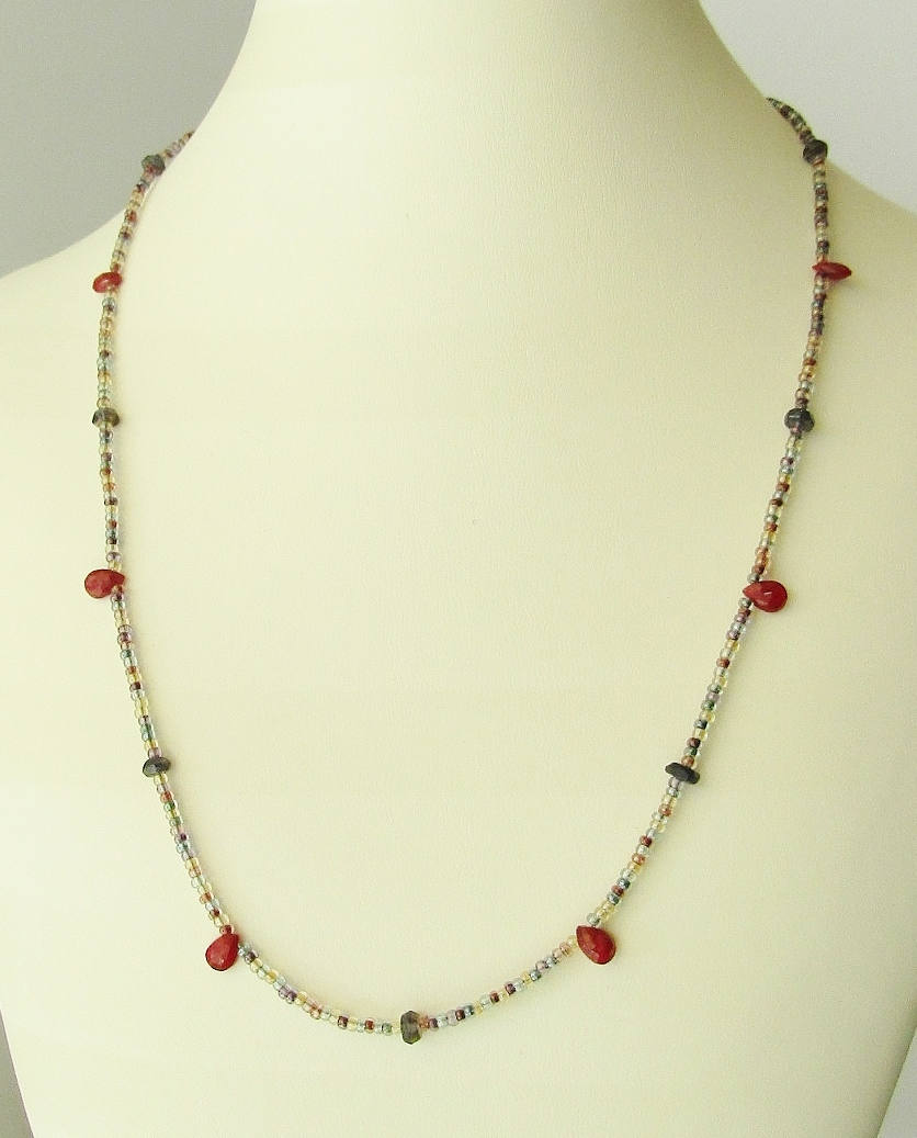 Red Ruby and Iolite Multi-color Seed Bead Minimalist Necklace - Etsy