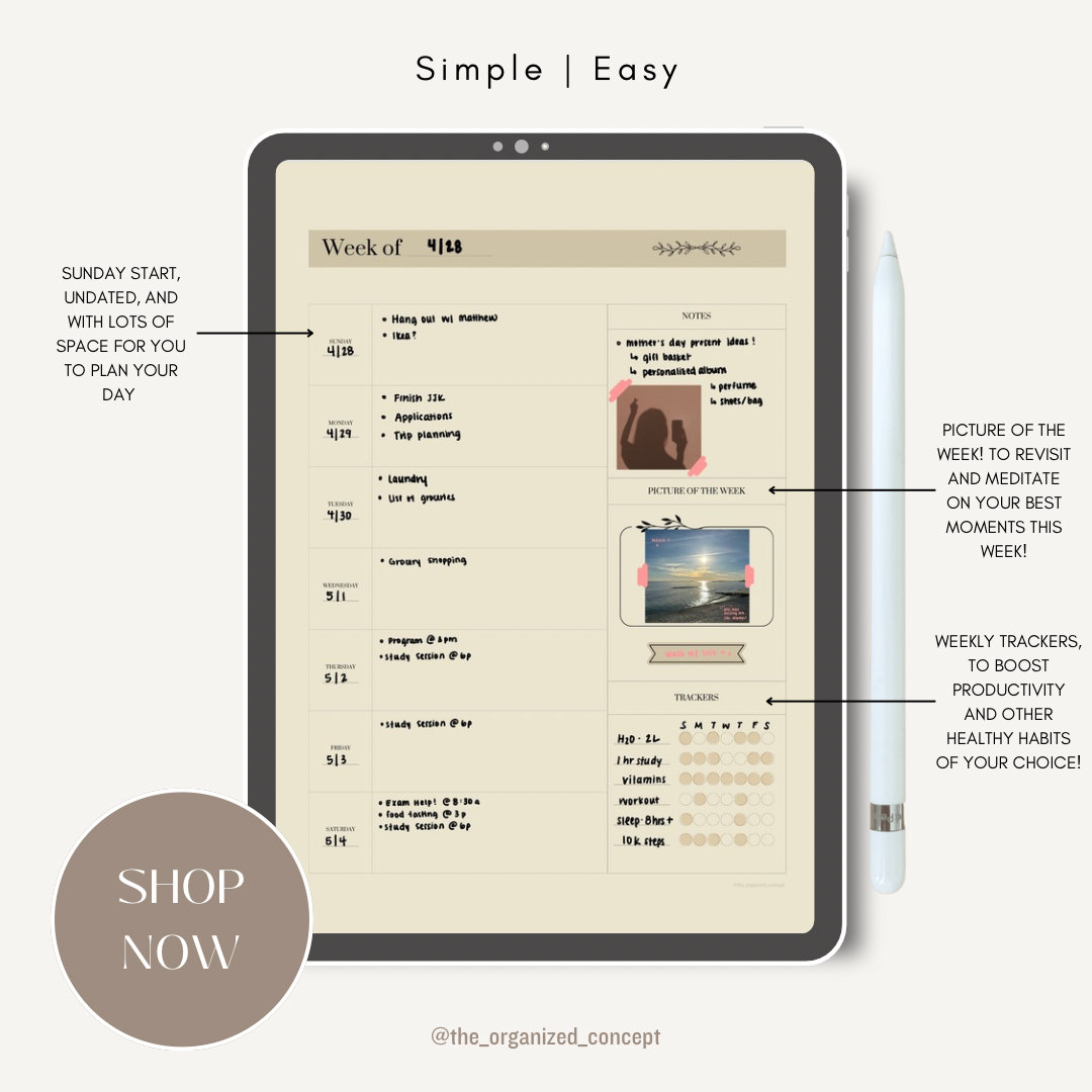Sunday Start Simple Weekly Planner Bundle/minimalist/clean/digital ...