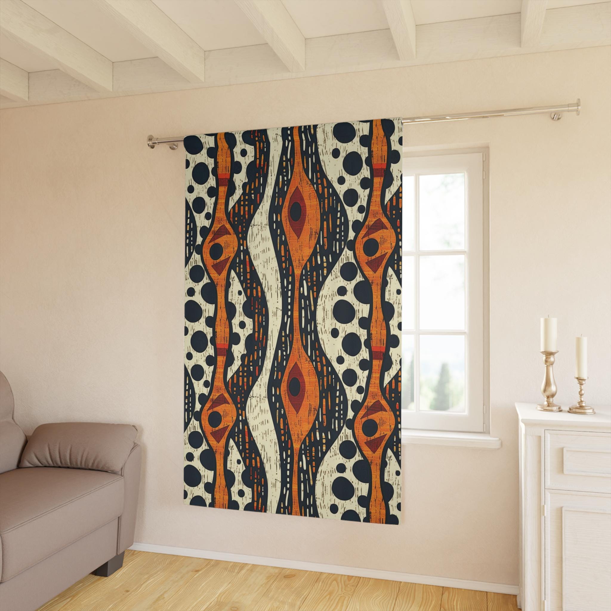 African Boho Curtains, Tribal Print Window Curtains, Abstract African ...