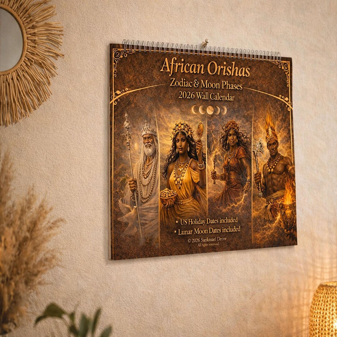 2026 Wall Calendar- African Orishas Zodiac & Moon Phases | Spiritual ...