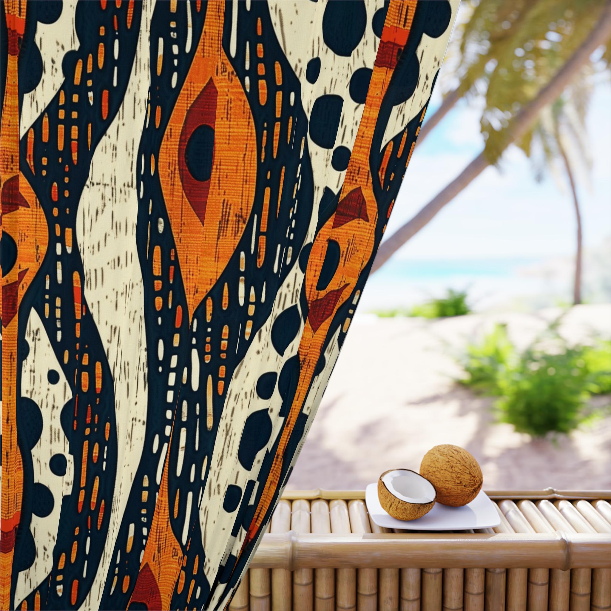 African Boho Curtains, Tribal Print Window Curtains, Abstract African ...