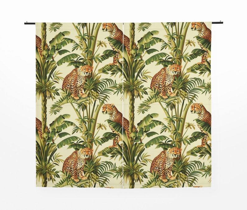 Cheetah Jungle Blackout Window Curtains, Safari Scene Home Decor ...