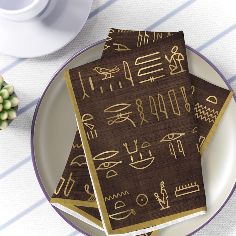 Egyptian Hieroglyphics Napkins, African Table Decor, Set of 4 - Etsy