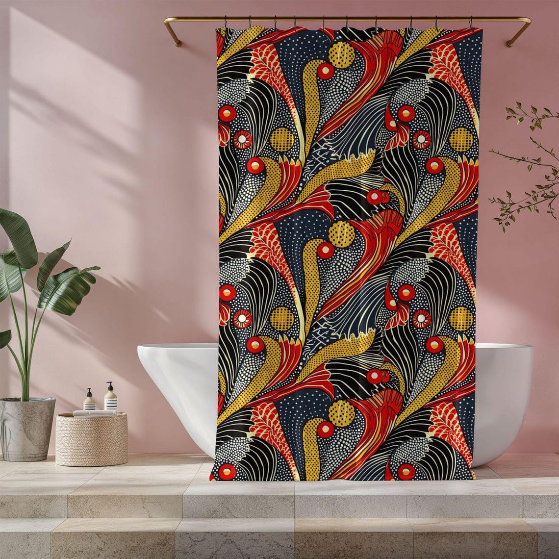African Curtains, Mud Cloth Curtains, Ankara Print Shower Curtain ...