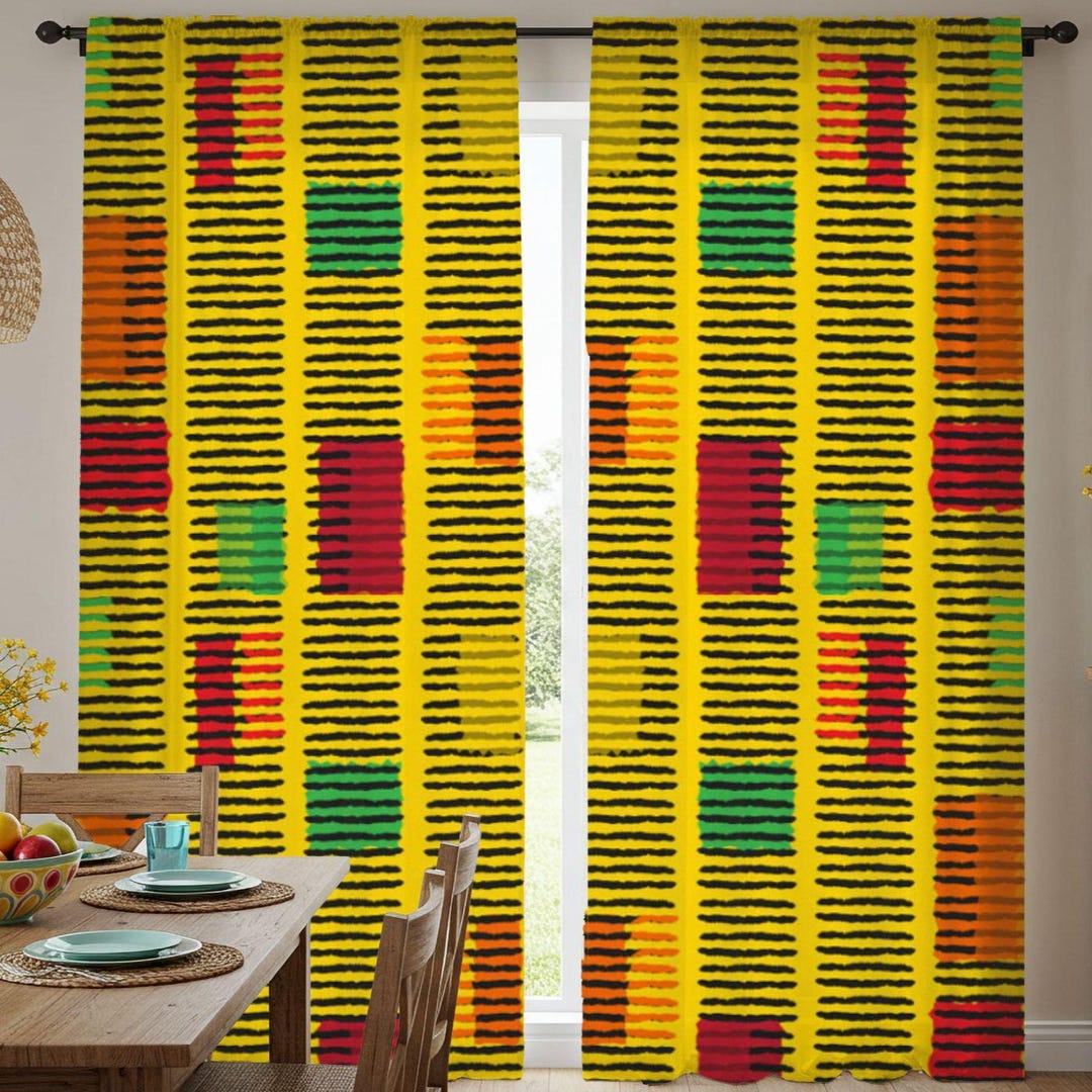 Kente Blackout Curtains | African Yellow Drapes, Bold African Print ...