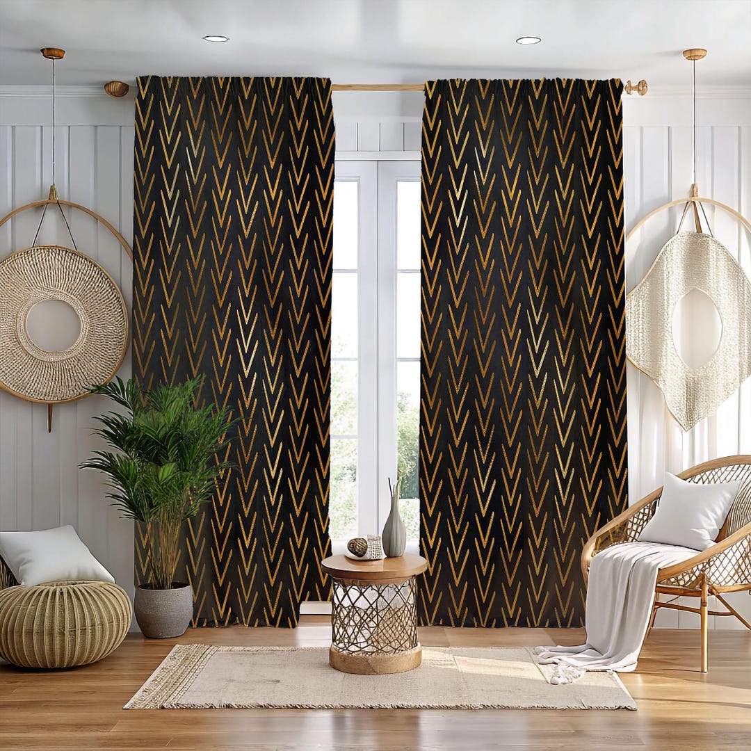 Gold African Window Curtains| Black and Gold Window Curtain| | Ethnic ...