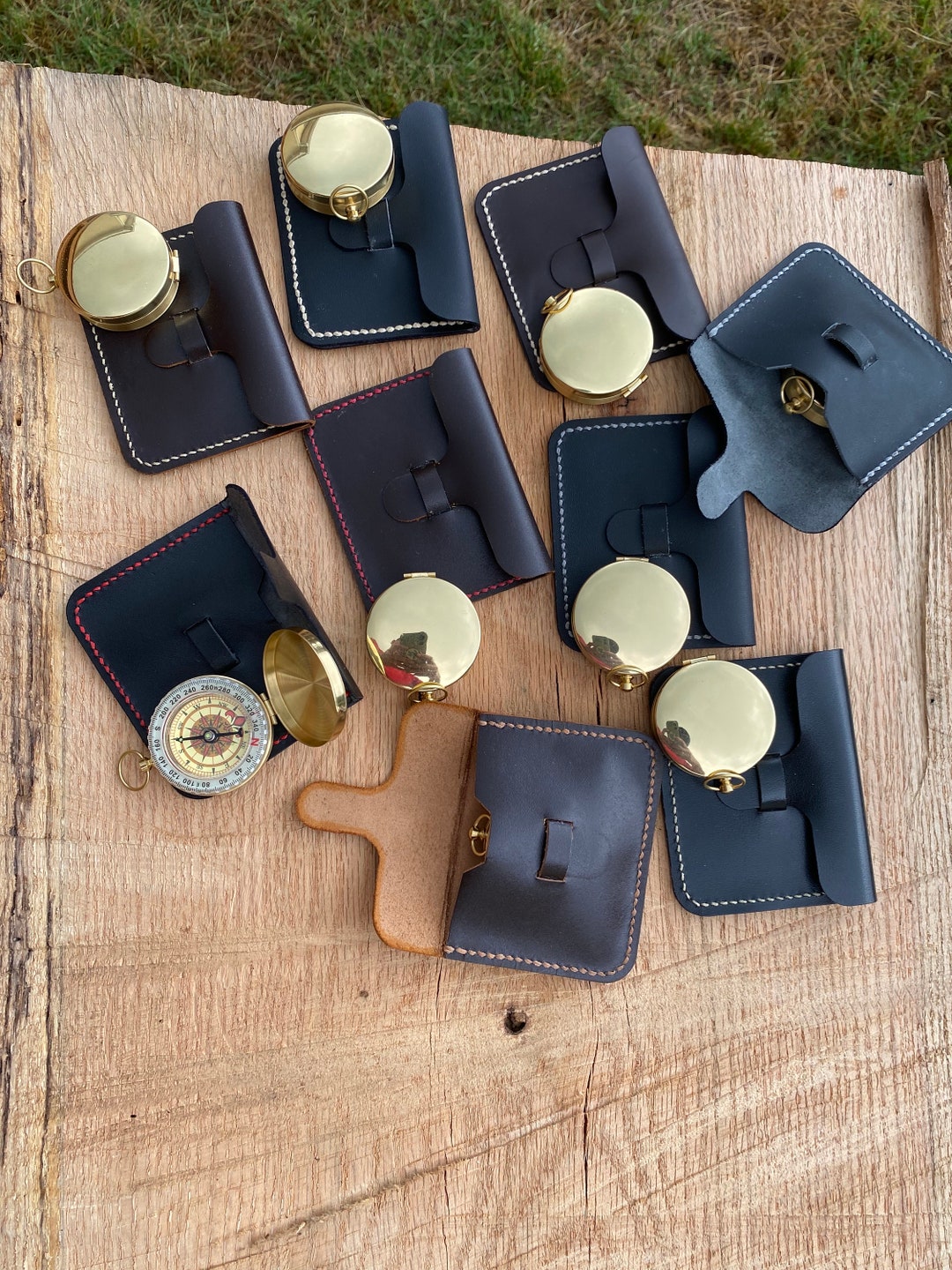 Brass Compass and Handmade Leather Case. - Etsy