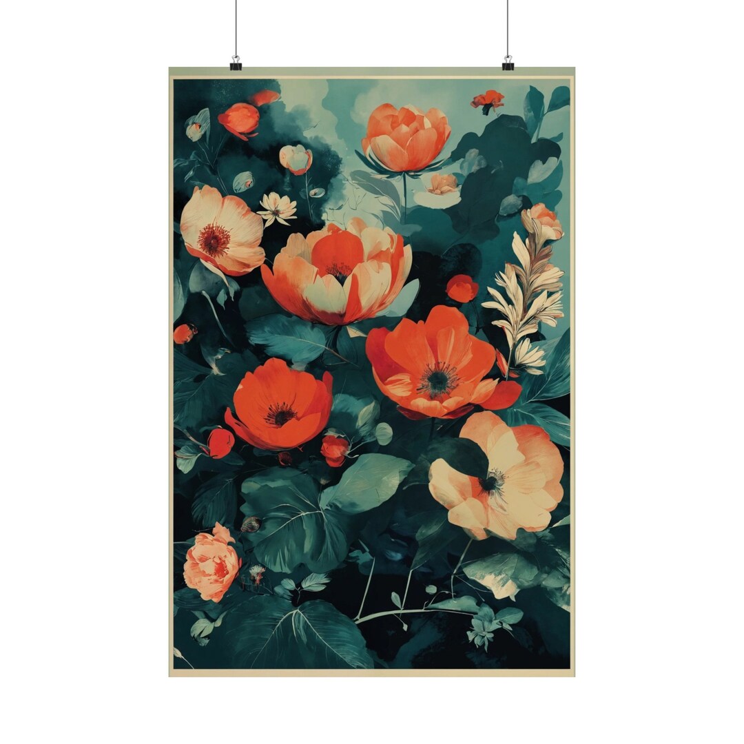 Flower Painting Matte Vertical Posters - Etsy