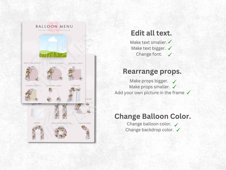 Editable Balloon Menu Template: Customizable Pricing (digital Download ...