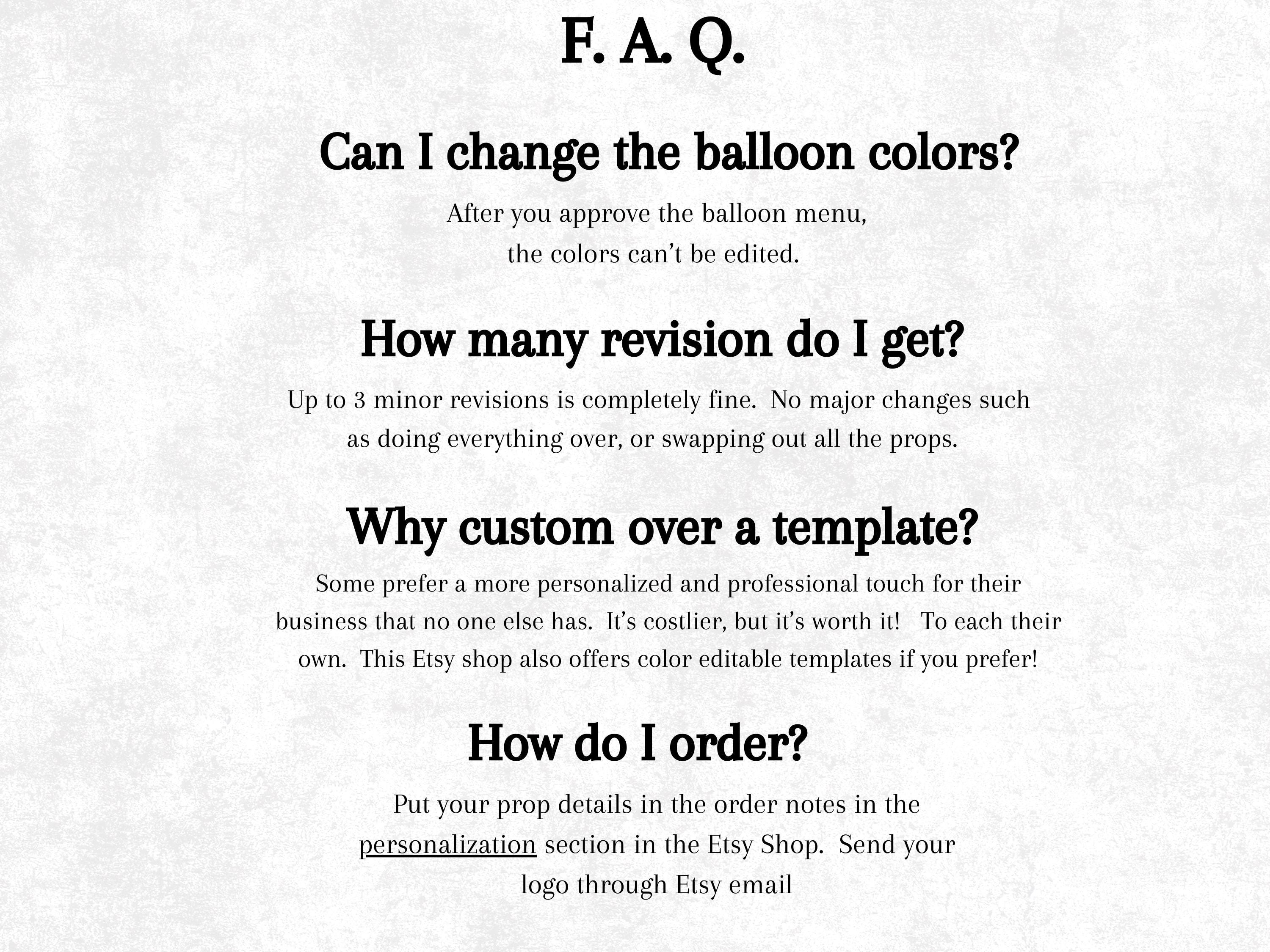 Custom Balloon Artist Menu, Branded Design (digital) - Etsy