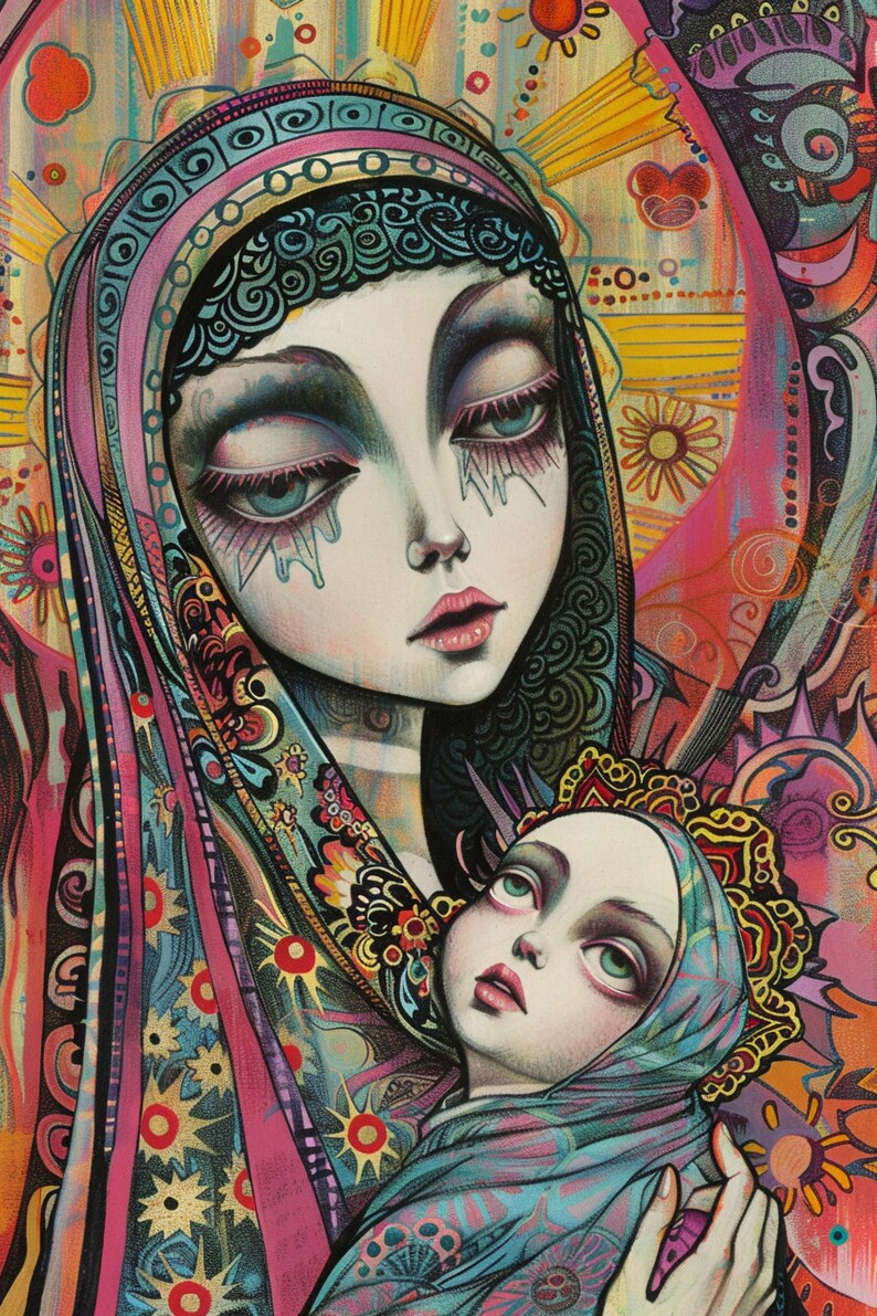 Virgin Mary Madonna Mother Mary With Baby Christian Art Christian Icon ...