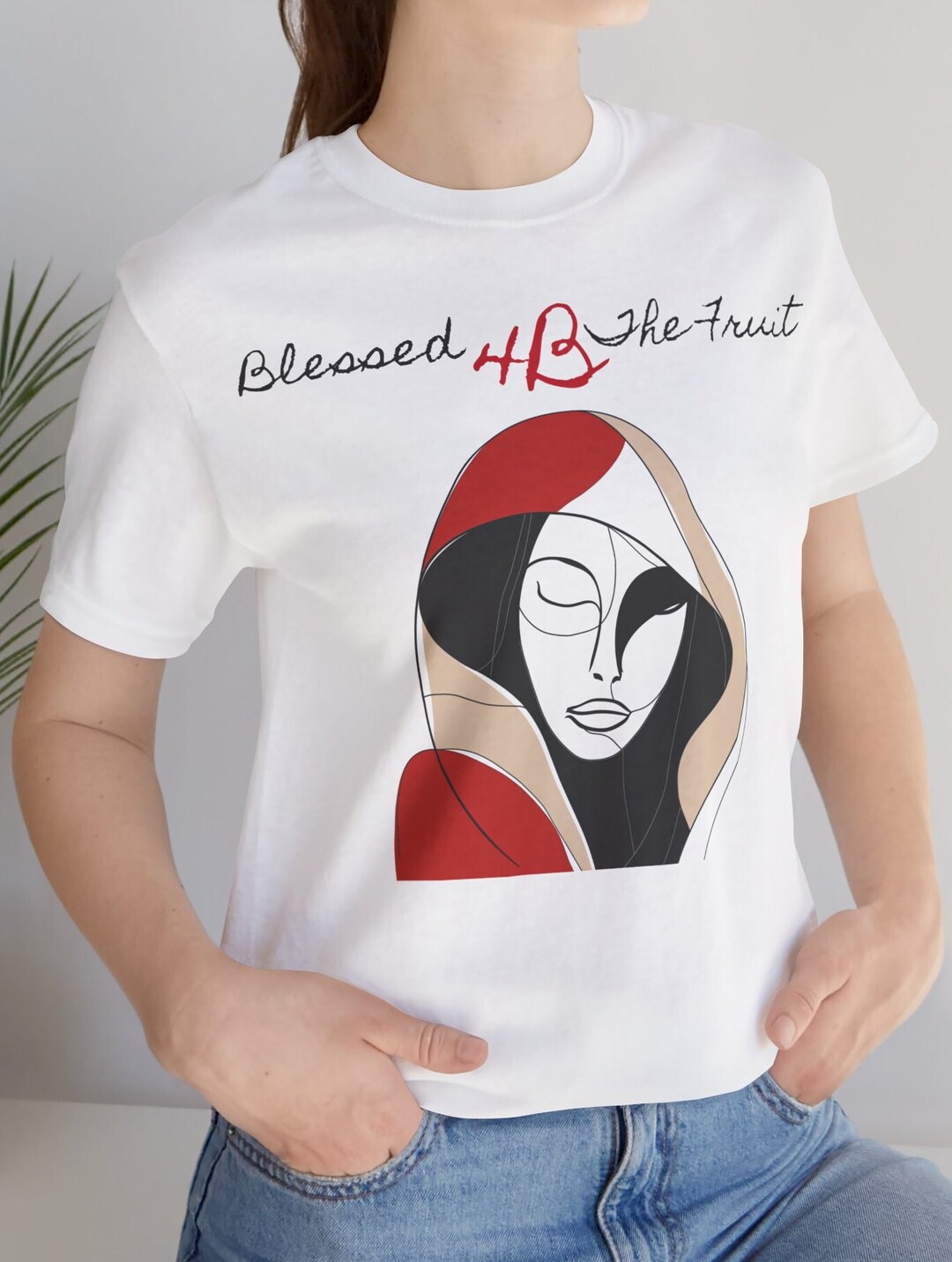 Abstract Line Art, Blessed 4B the Fruit Cotton T in Support for the 4B ...
