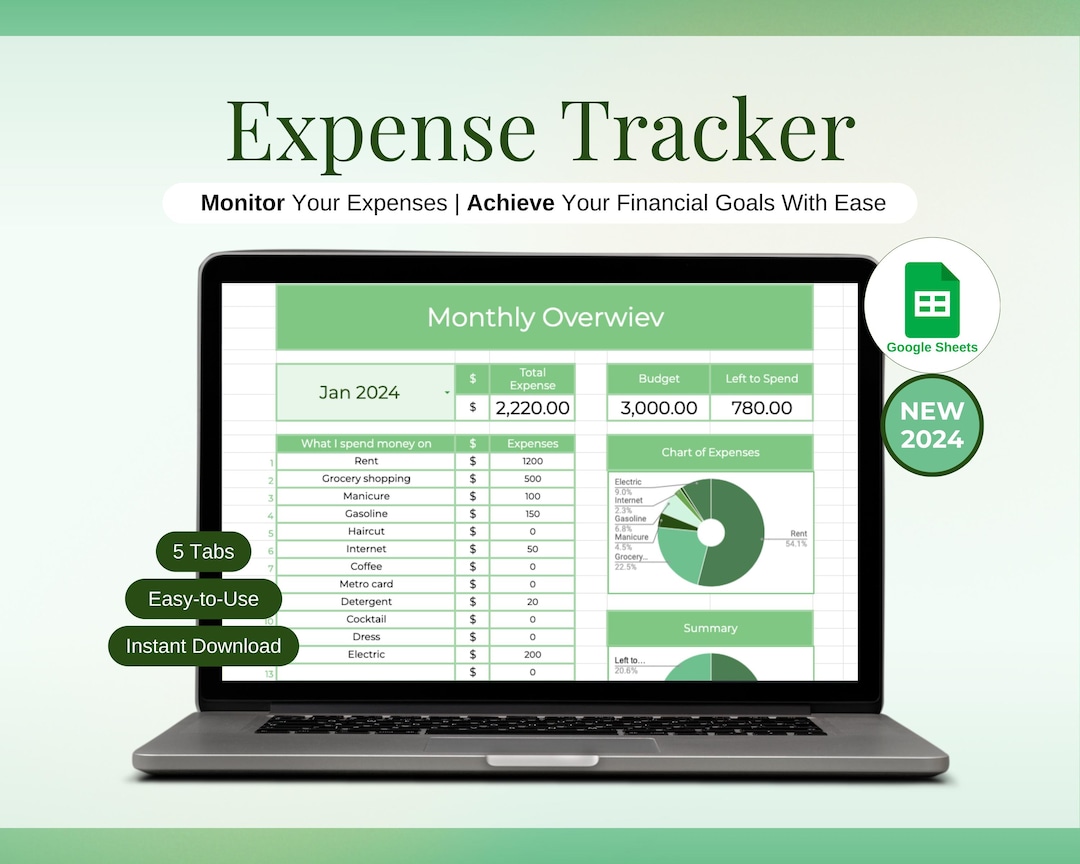 Monthly Expense Tracker Spreadsheet Template, Personal Finance Planner ...