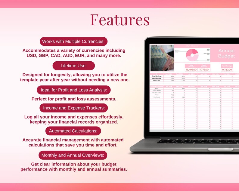 Simple Budget Planner for Google Sheets, Monthly and Annual Budget ...