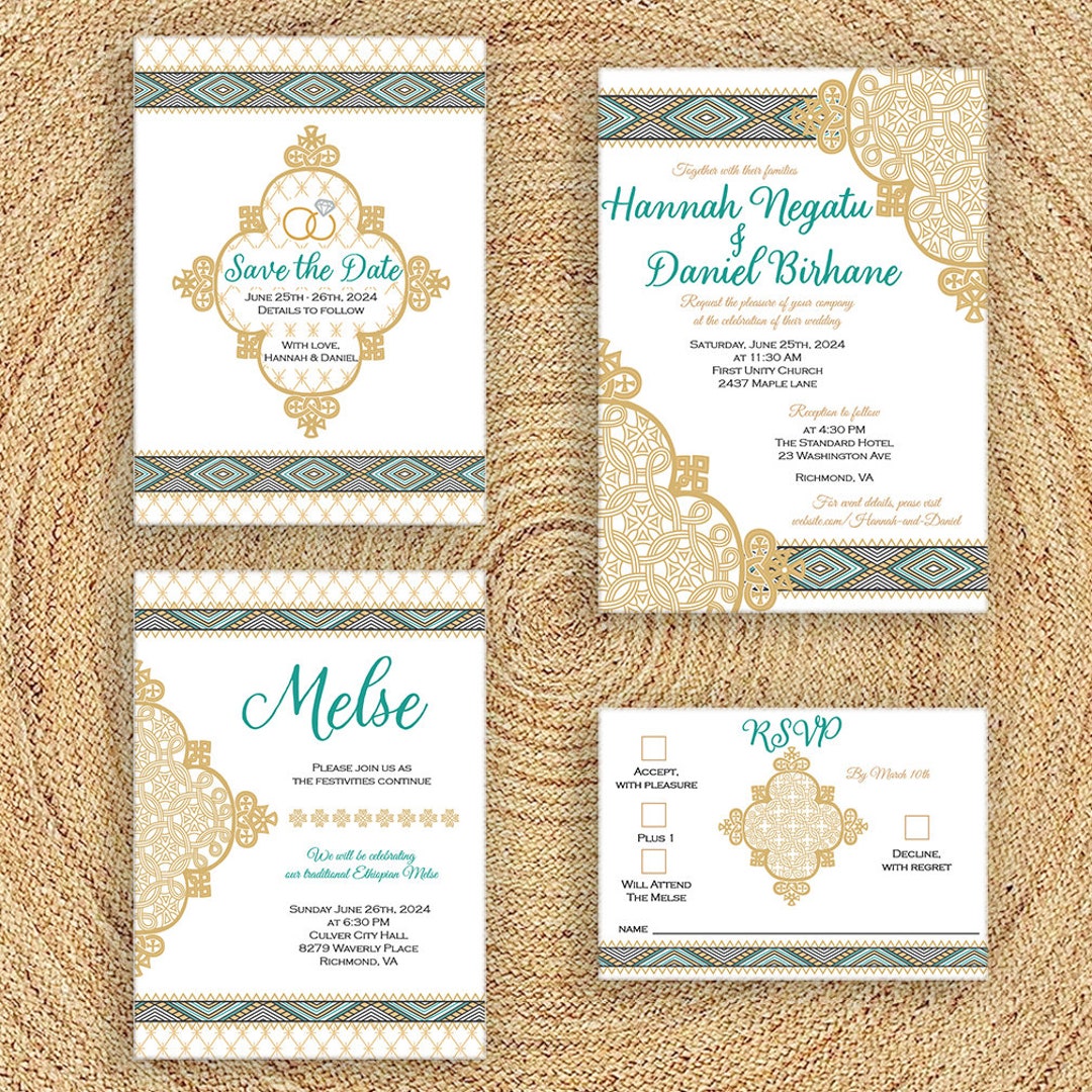 Mighty Meskel Wedding Invitation Suite, Ethiopian, Eritrean, Habesha ...